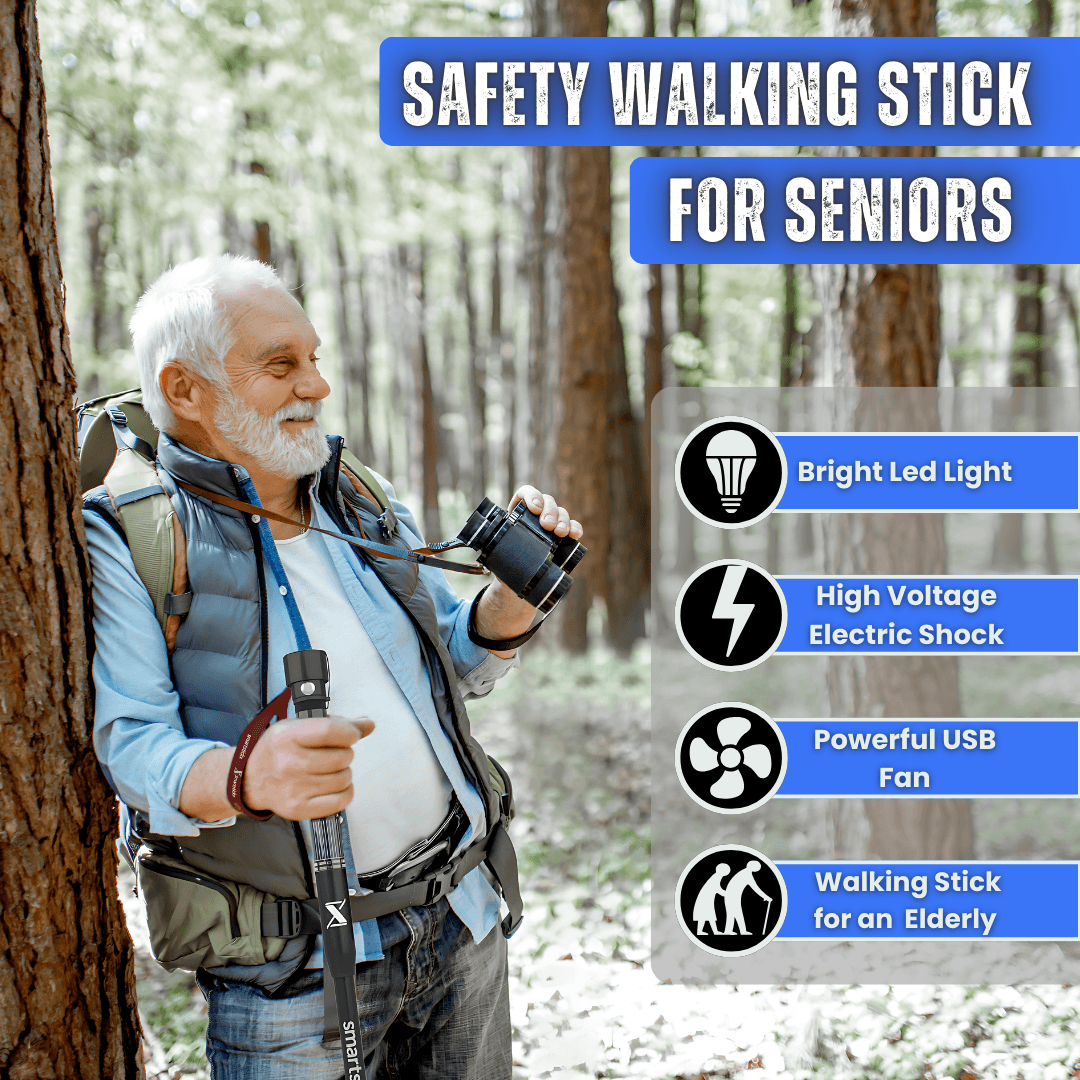 Tactical Walking Stick with Stun Gun for Outdoor Self Defense – SmartstickX